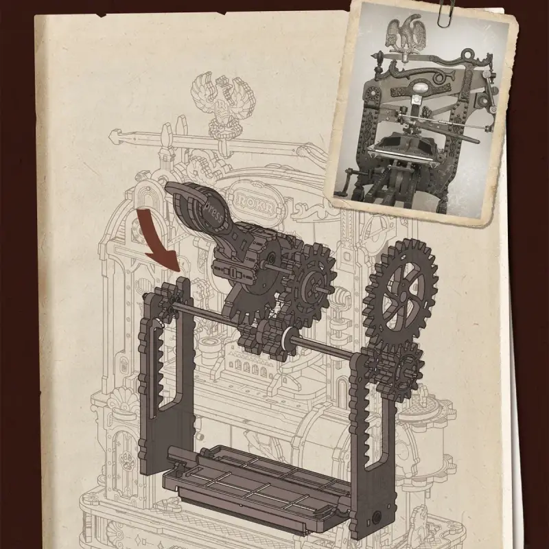 Classic Printing Press - Exquisite 3D Wooden Puzzle - Zenkrafts