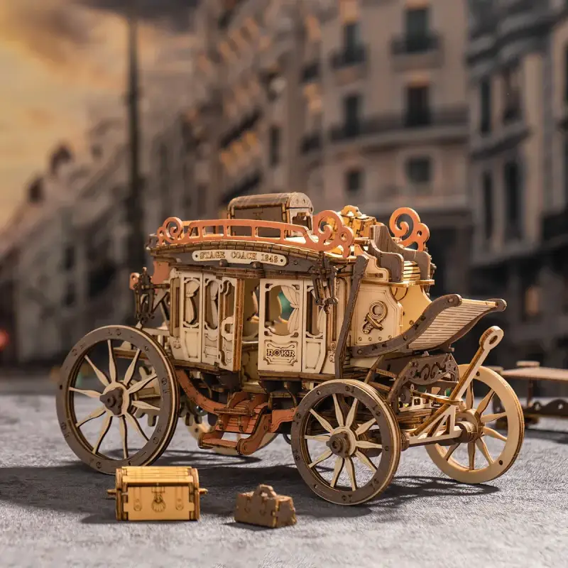 Stagecoach Mechanical Music Box - Unique 3D Wooden Puzzle - Zenkrafts